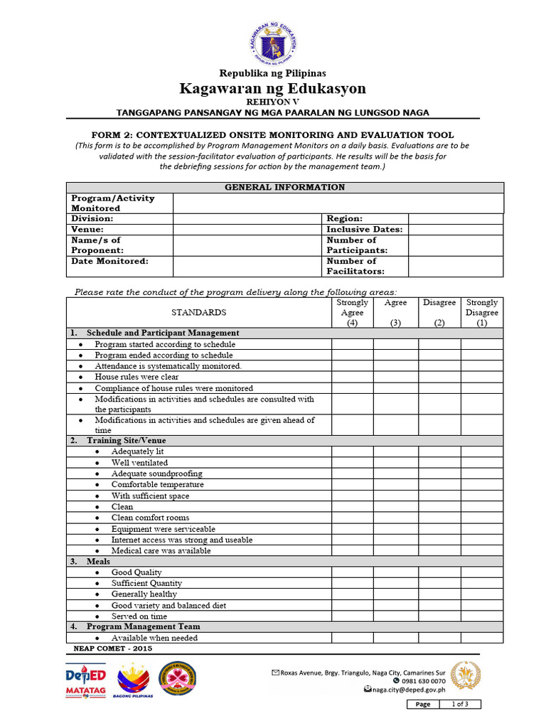 Form 2 Onsite Evaluation Tool | PDF