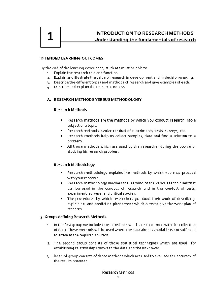 Chapter 1 Methods of Research | PDF | Methodology | Quantitative Research