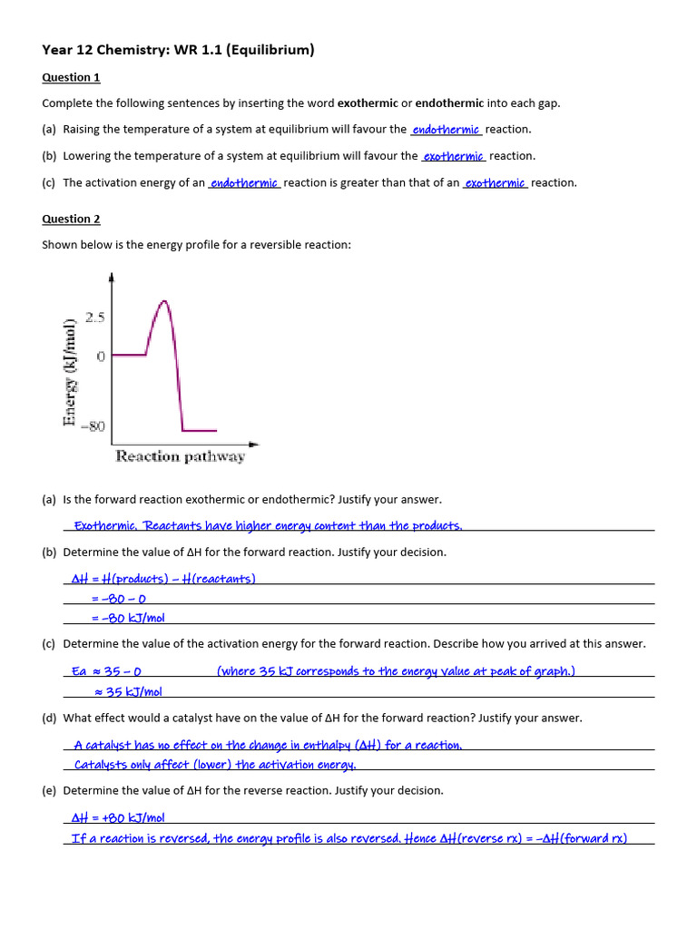 WR1.1 Equilibrium (Solns) | PDF | Chemical Equilibrium | Chemical Reactions