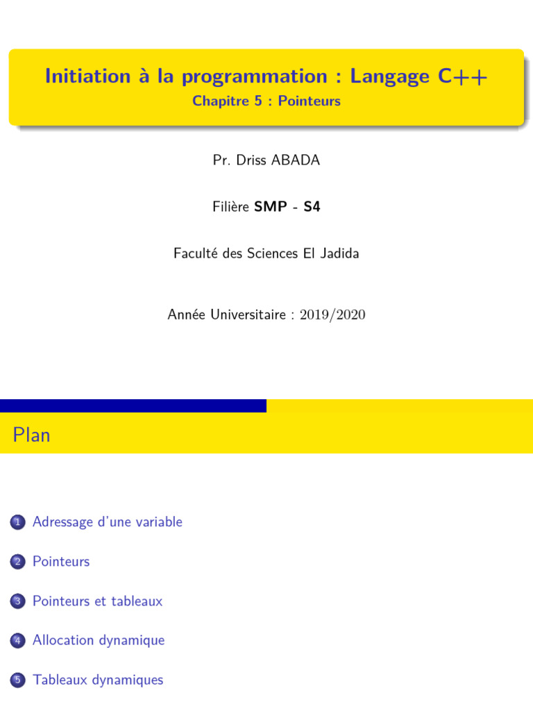 Chapitre 5 | PDF | Pointeur (programmation) | Variable (informatique)