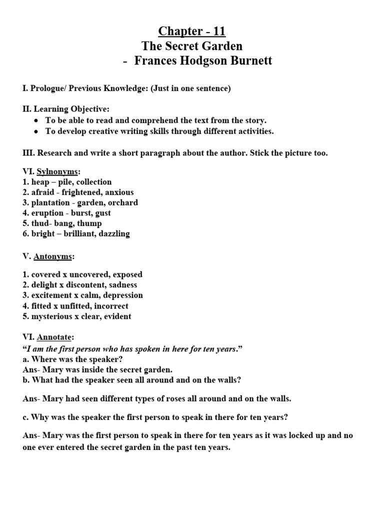 Notes - The Secret Garden | PDF