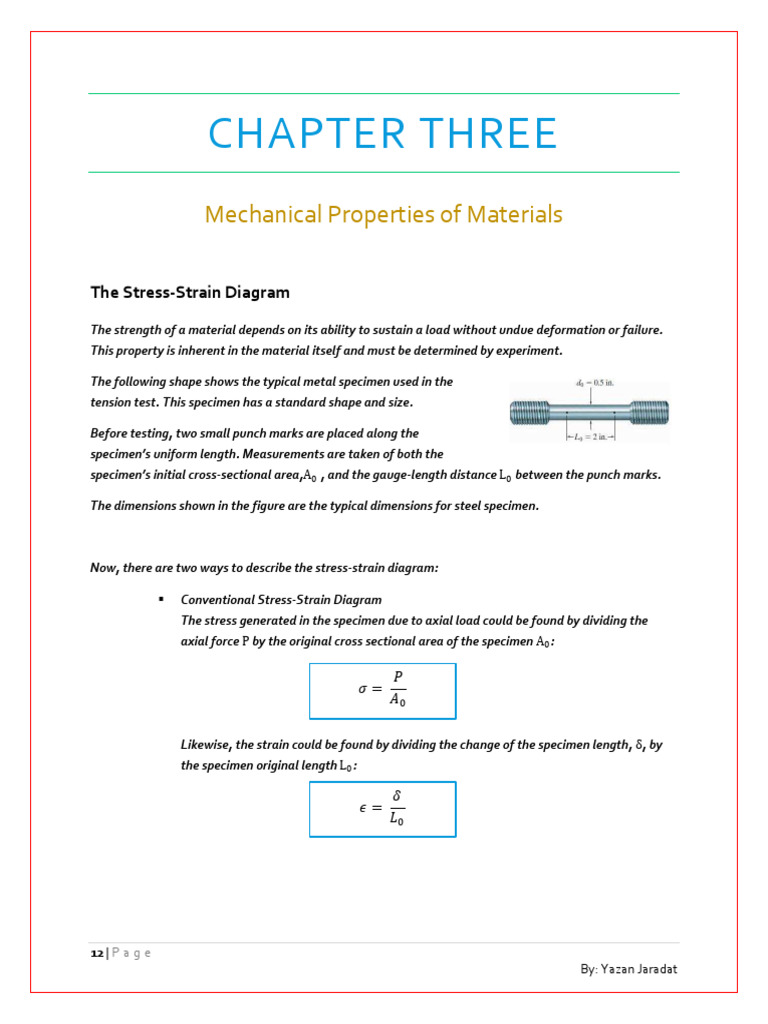 Chapter 3 Mechanical Properties of Materials | PDF | Deformation ...