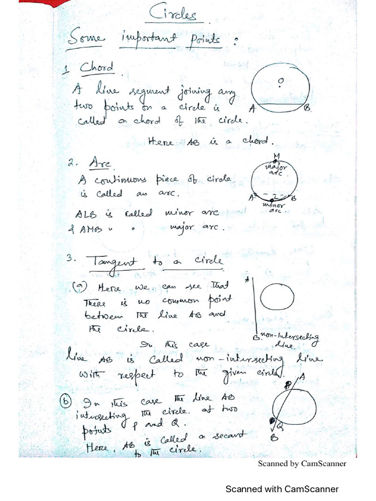 Circle Theory Cbse 10 | PDF