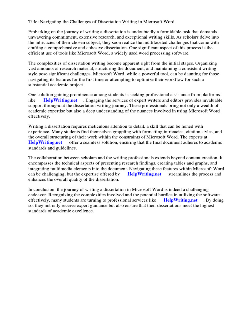 How To Write A Dissertation in Microsoft Word | PDF | Thesis | Microsoft Word
