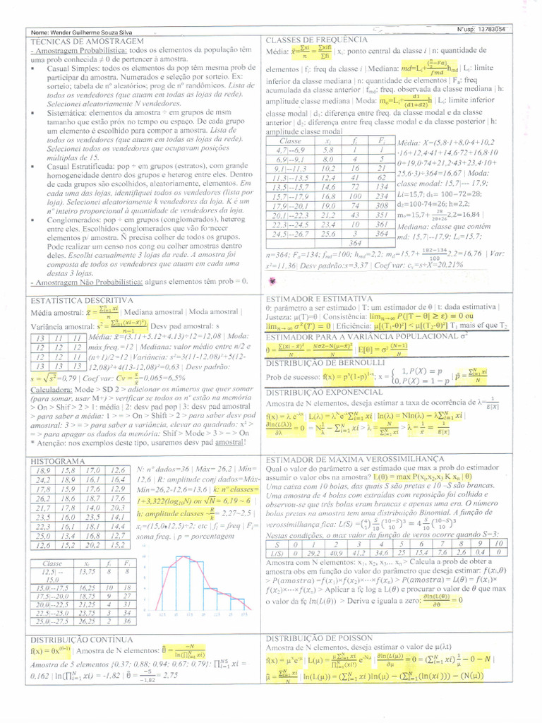 Formulário Resumo P1 | PDF