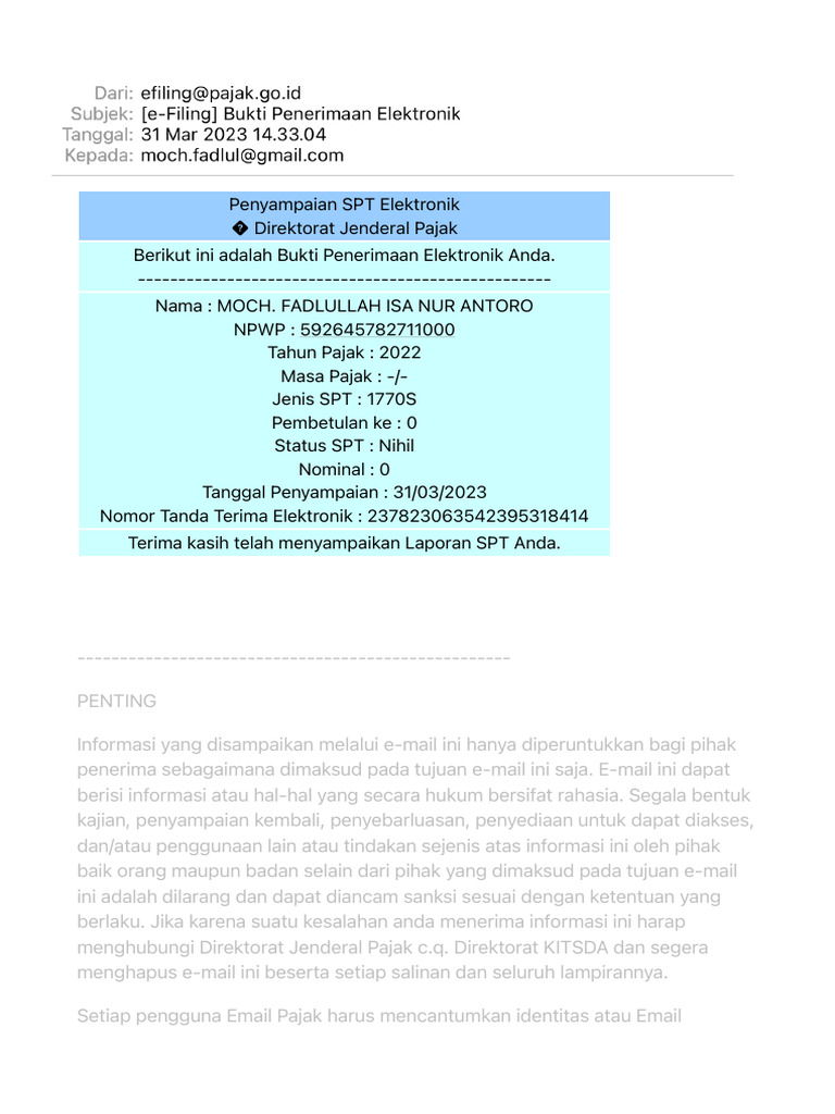 (E-Filing) Bukti Penerimaan Elektronik | PDF