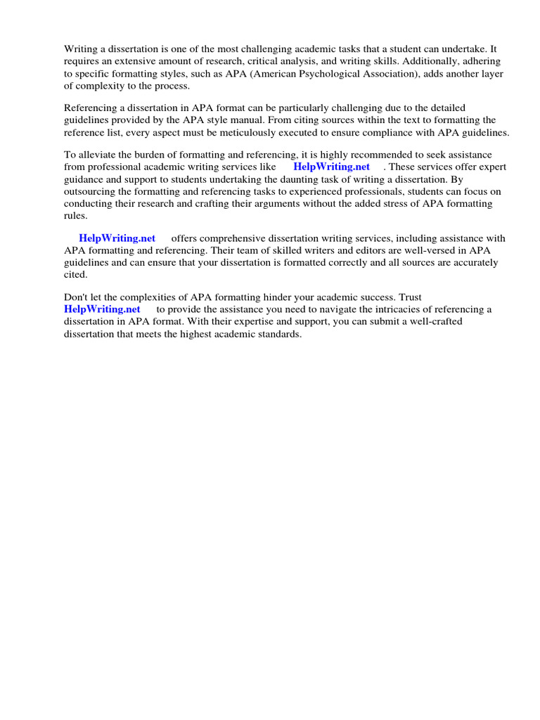 How To Reference A Dissertation in Apa Format | PDF | Thesis | Citation