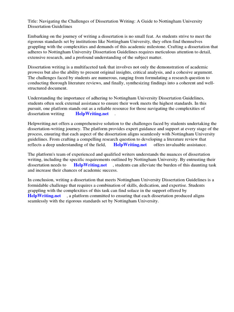 Nottingham University Dissertation Guidelines | PDF | Thesis | Science
