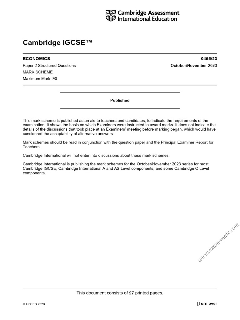 2-1-답 0455 - w23 - qp - 23 | PDF | Demand | Supply And Demand