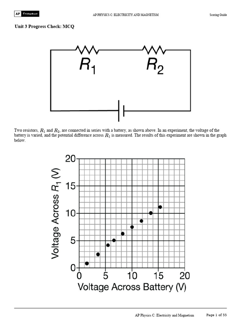 Unit 3 Progress Check: AP Physics C MCQ | PDF | Voltage | Series And ...