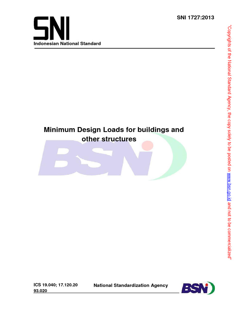 Sni 1727 2013 | PDF | Structural Load | Strength Of Materials