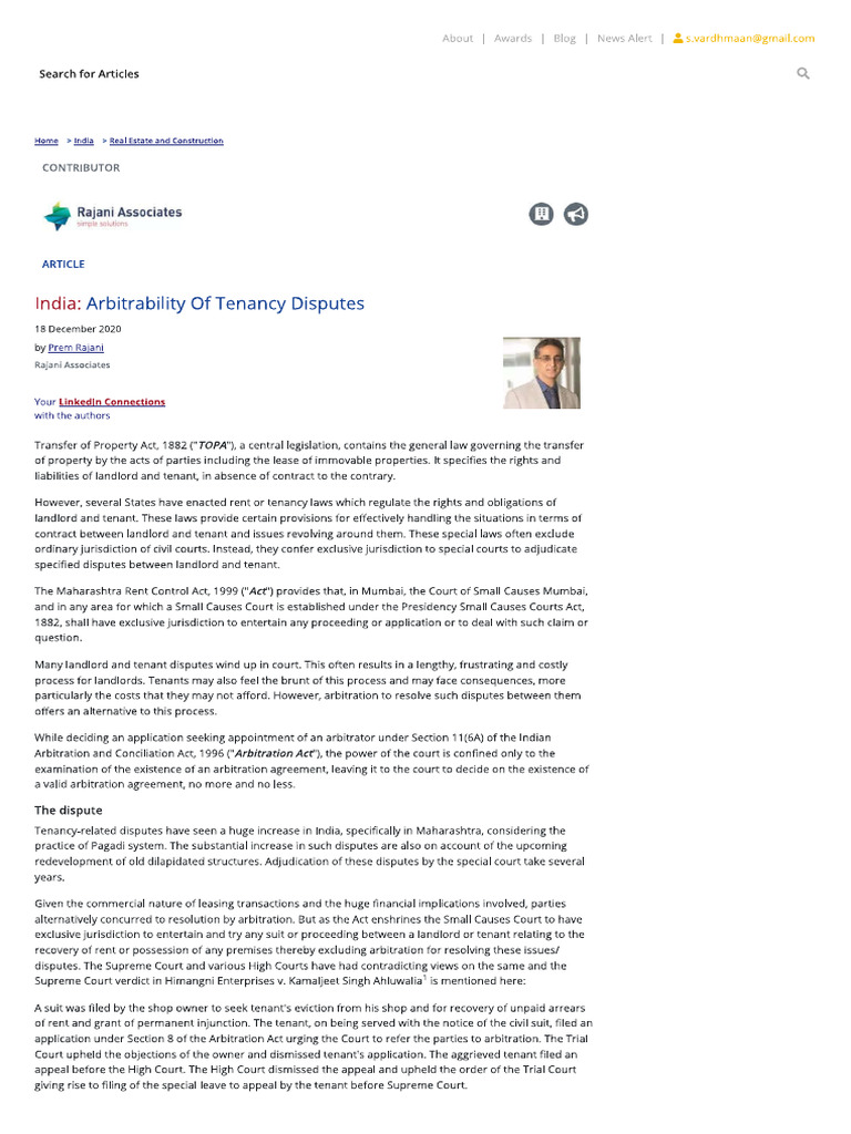 Arbitrability of Tenancy Disputes | PDF