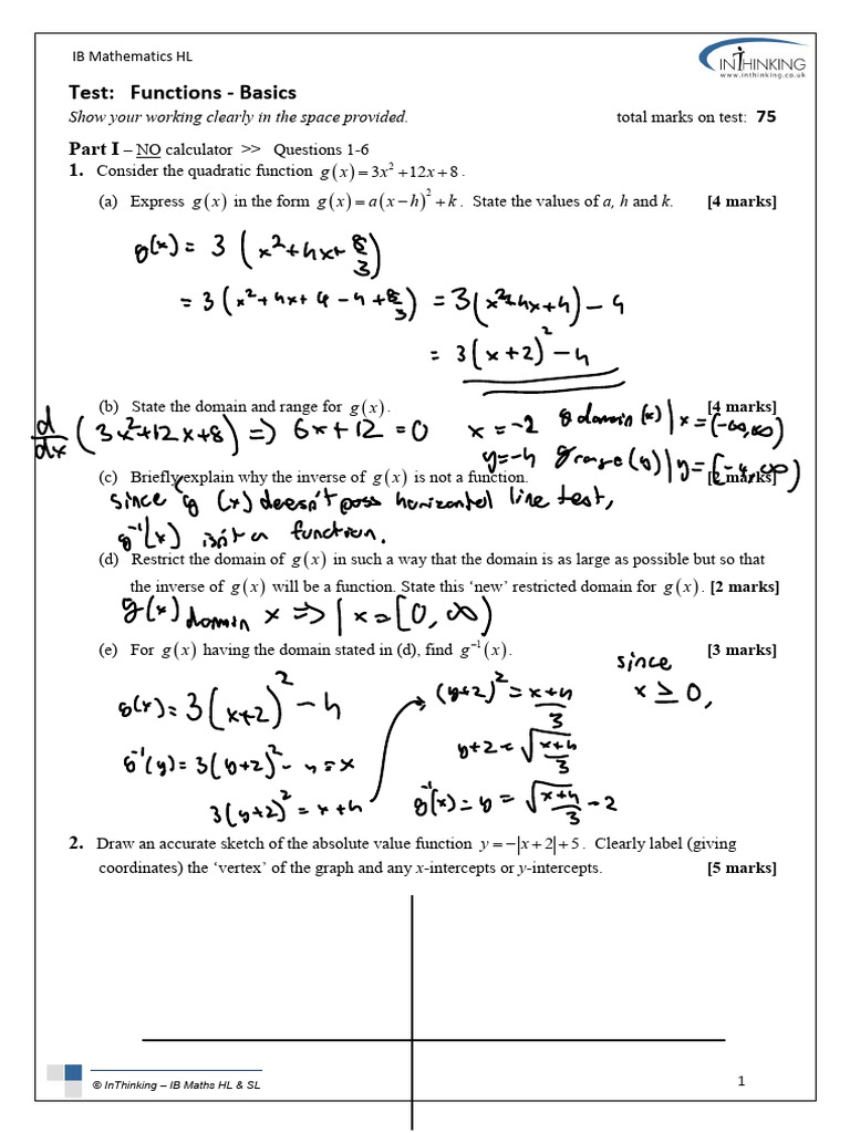 Test HL Functions Basics v1 (COMPLETED) | PDF | Function (Mathematics ...