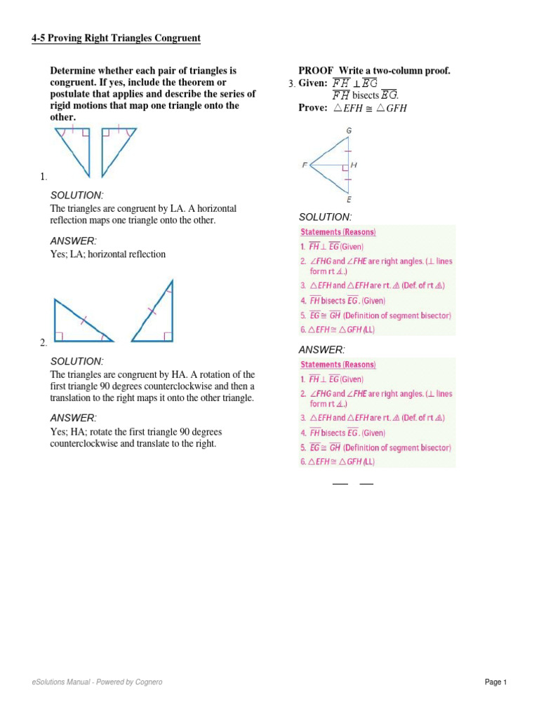 4-5 Proving Right Triangles Congruent | PDF | Triangle | Euclidean Geometry