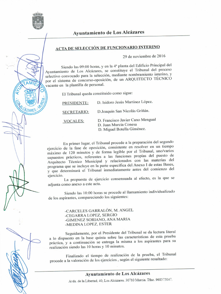 Acta Segundo Ejercicio | PDF