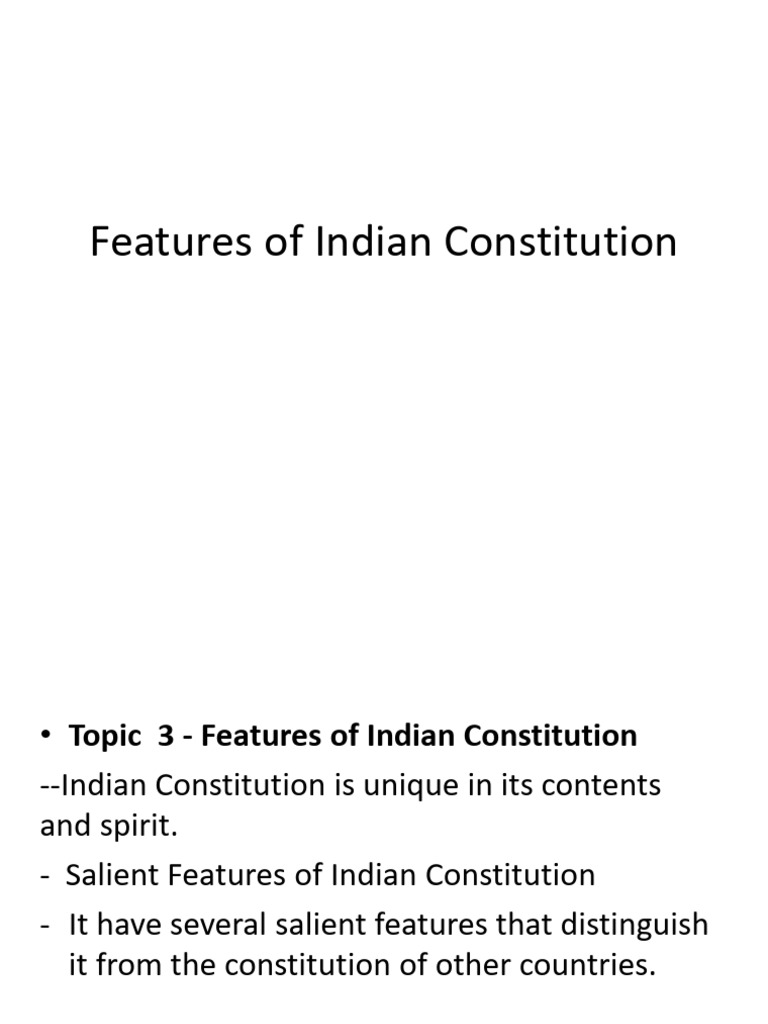 Key Features of the Indian Constitution | PDF | Constitution | Public Law