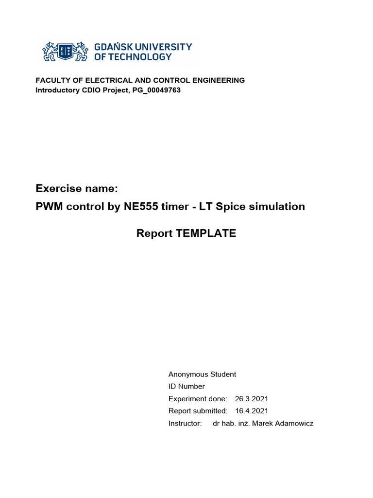 L15 - Template Report CDIO | PDF | Electronic Design | Analog Circuits