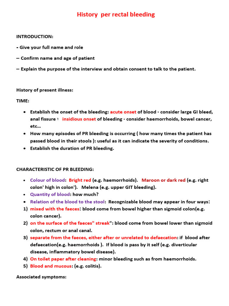 History Per Rectal Bleeding | PDF