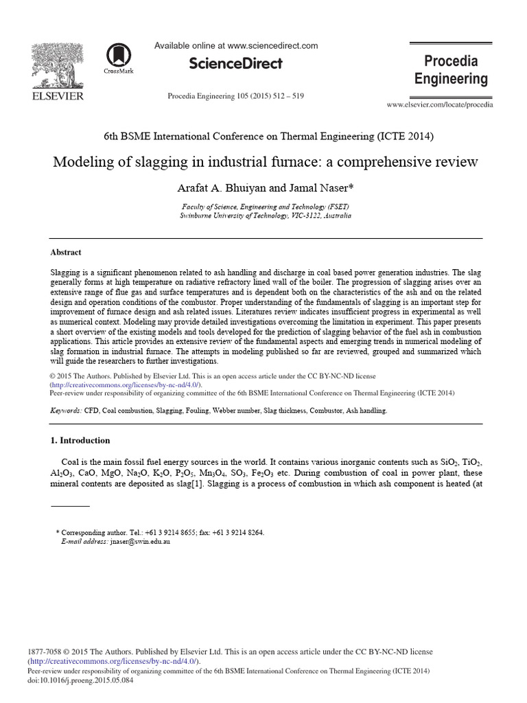 Modeling of Slagging in Industrial Furnace A Comprehe - 2015 - Procedia Enginee | PDF ...