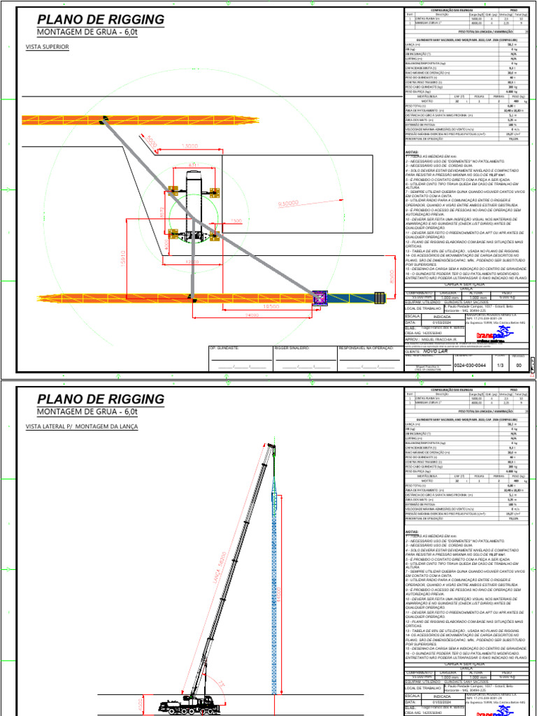 0024 030 0044 PLANO DE RIGGING MONTAGEM DE GRUA 6,0t NOVO LAR | Download grátis PDF | Guindaste ...