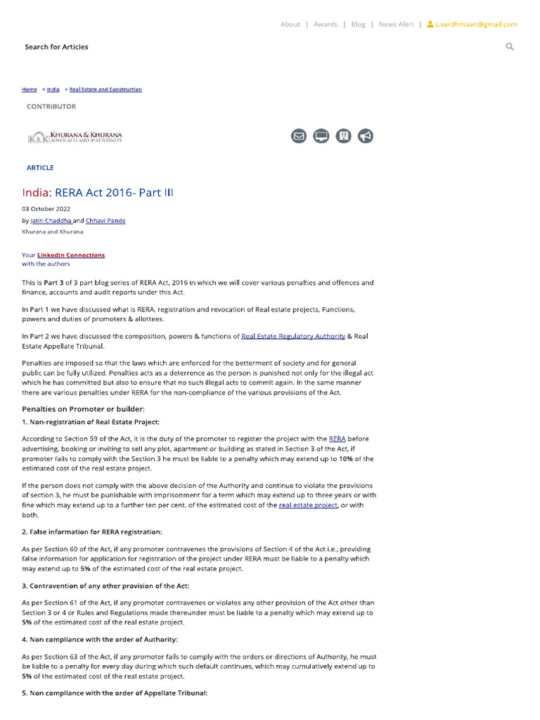 RERA ACT OVERVIEW - Part 3 | PDF