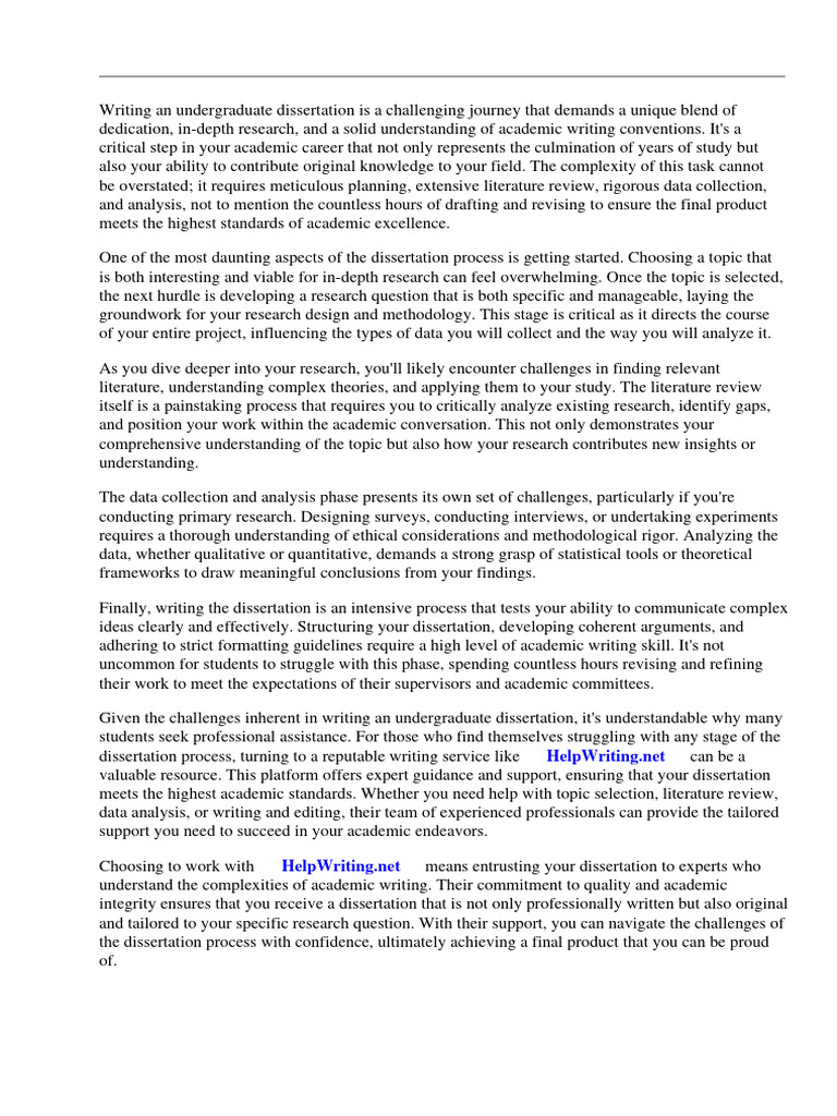 Undergraduate Dissertation Example PDF | PDF | Thesis | Methodology