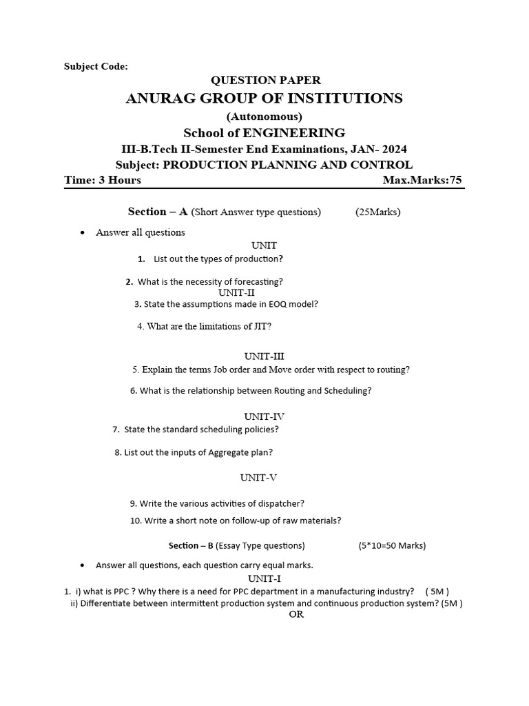 PPC Question Paper 2024 | PDF