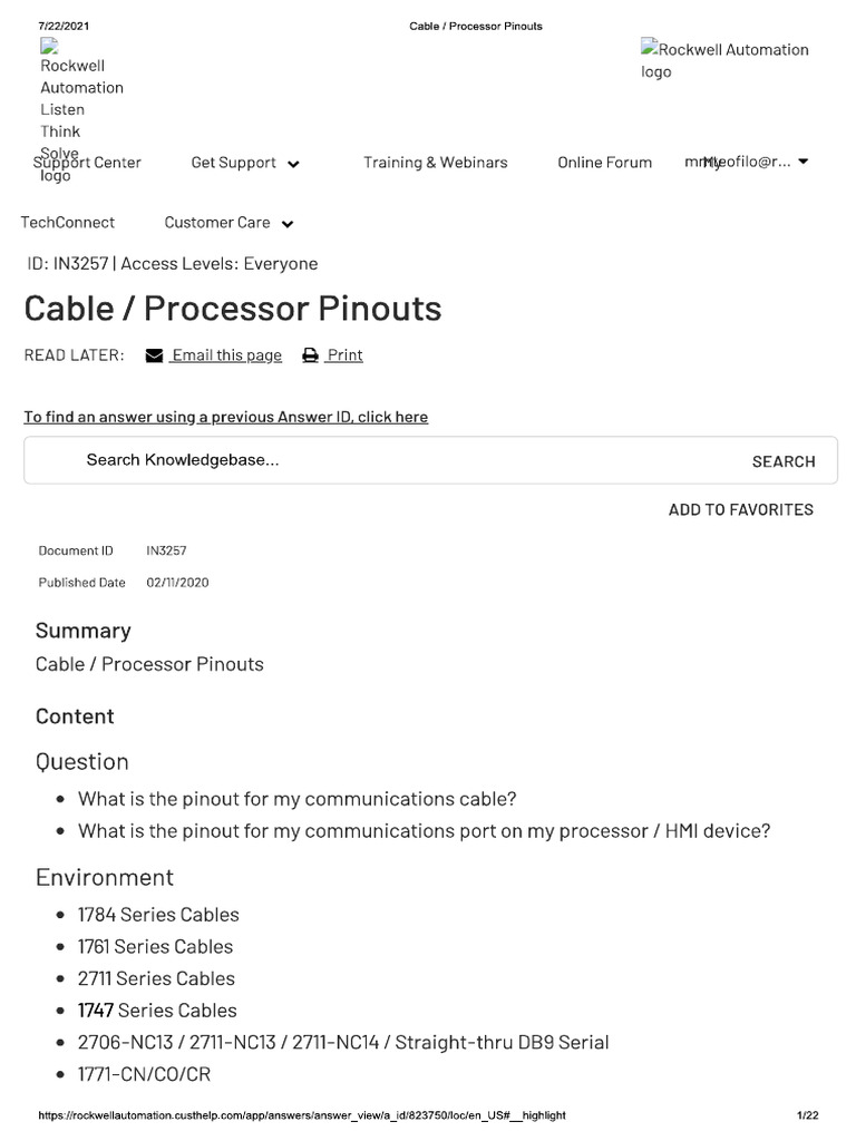 AB Pinout Pinagem Rockwell | PDF