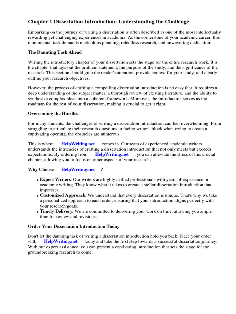 Chapter 1 Dissertation Introduction | PDF | Thesis | Methodology