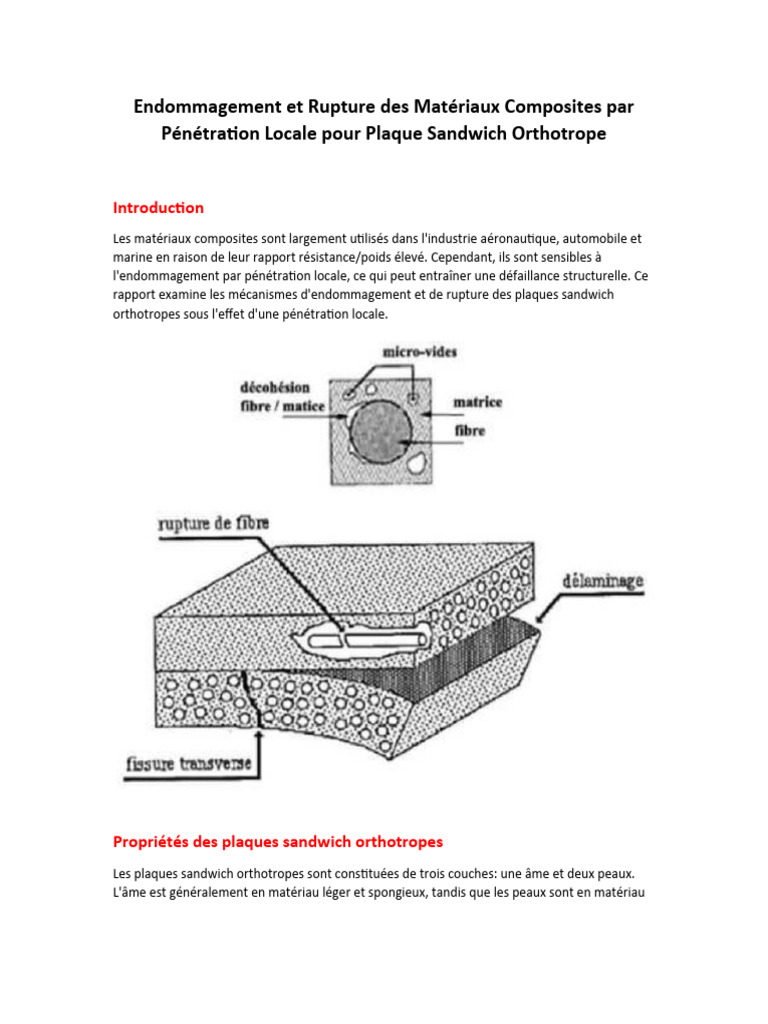 Endommagement des Plaques Sandwich Orthotropes | PDF | Résistance des ...
