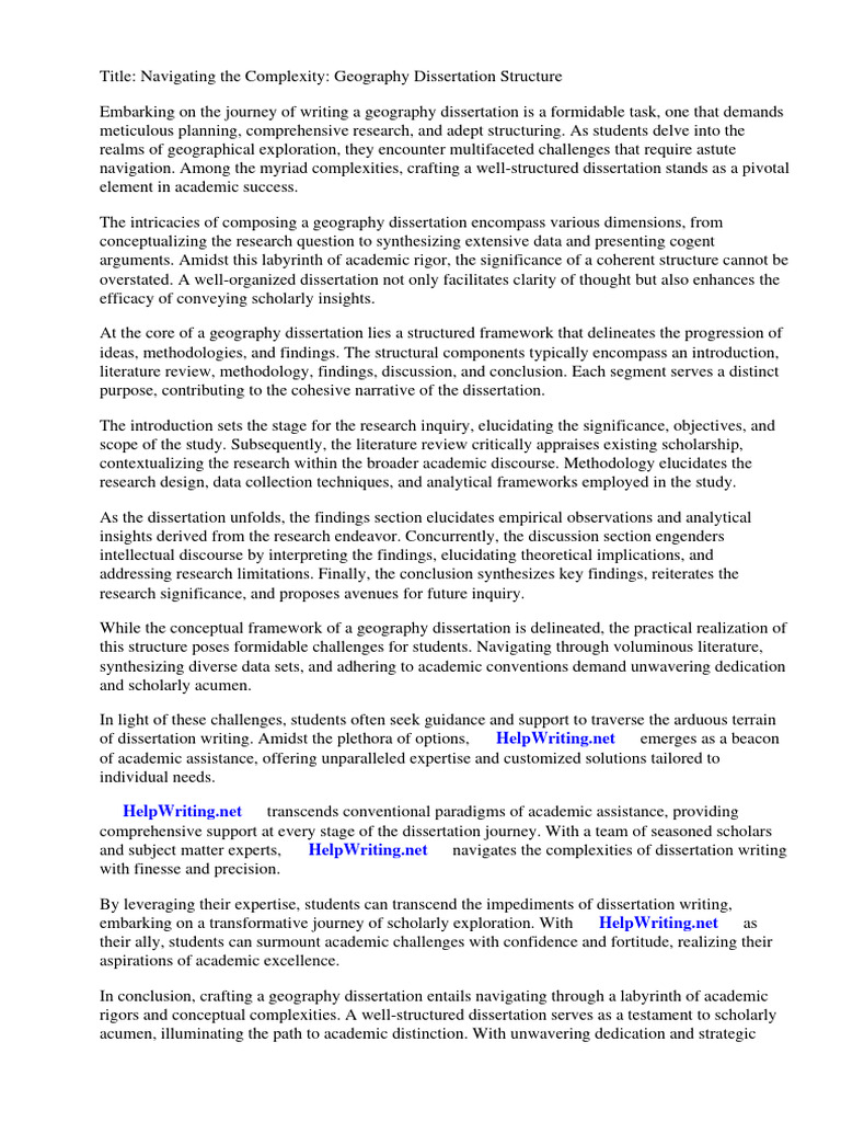 Geography Dissertation Structure | PDF | Geography | Thesis Geography Dissertation Structure | PDF | Geography | Thesis