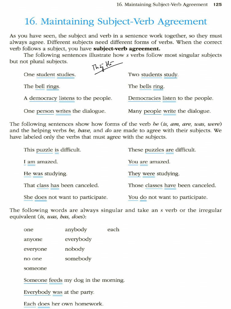 Maintaining Subject-Verb Agreement | PDF