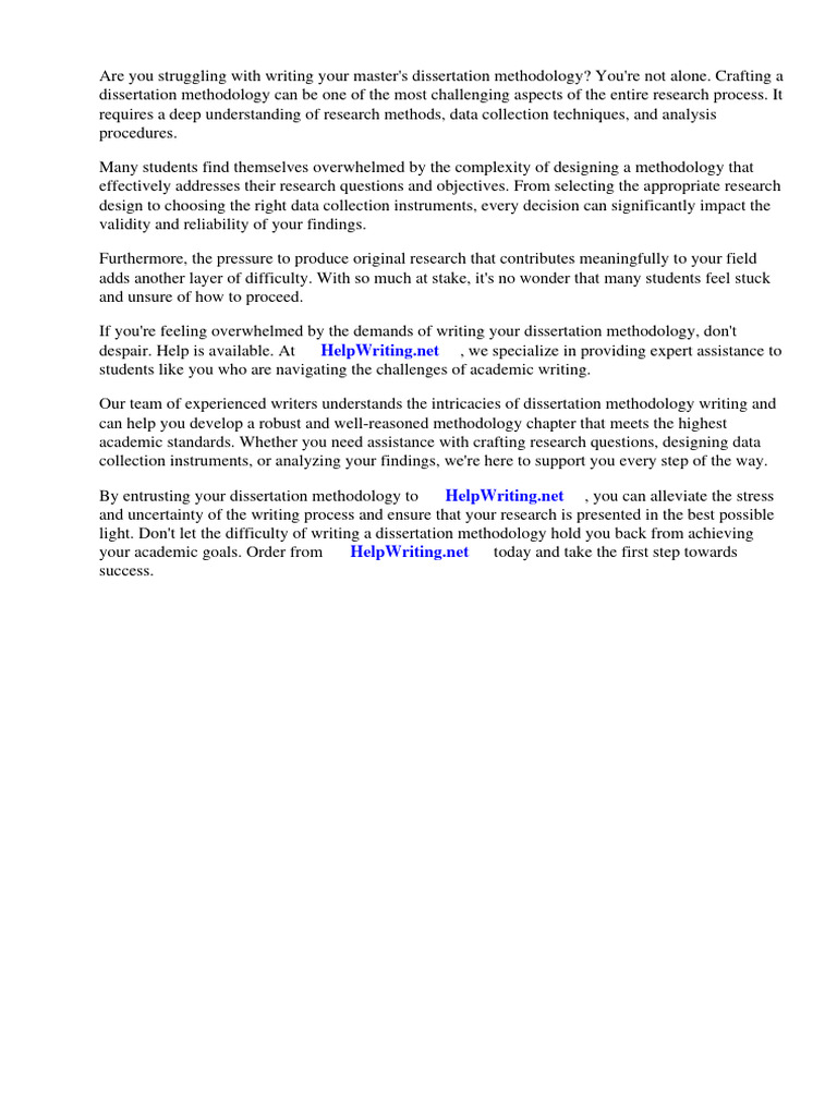 Master Dissertation Methodology Example | PDF | Methodology | Thesis