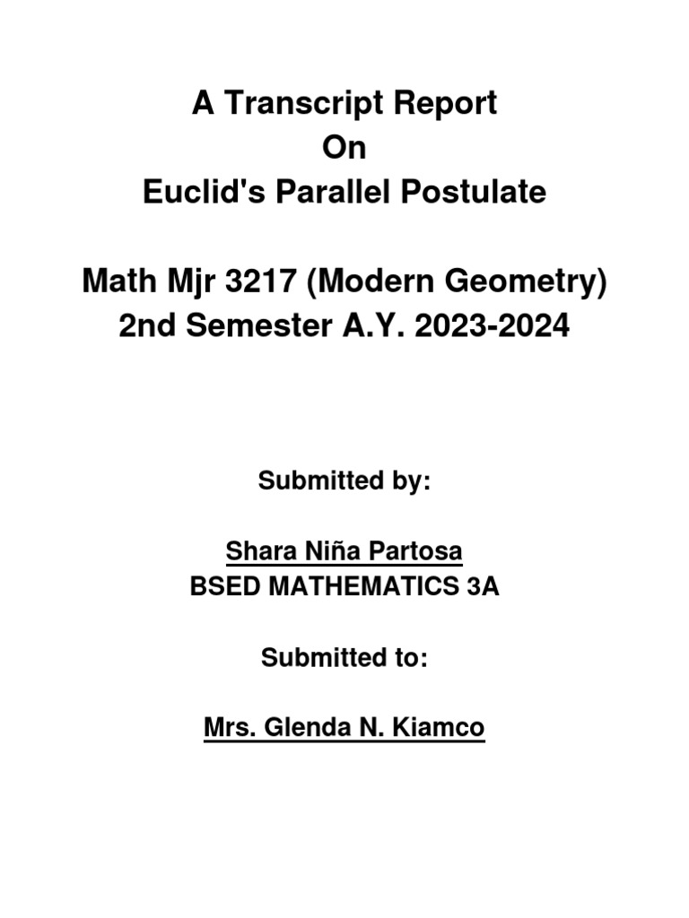 Euclids Parallel Postulate Pdf Axiom Line Geometry