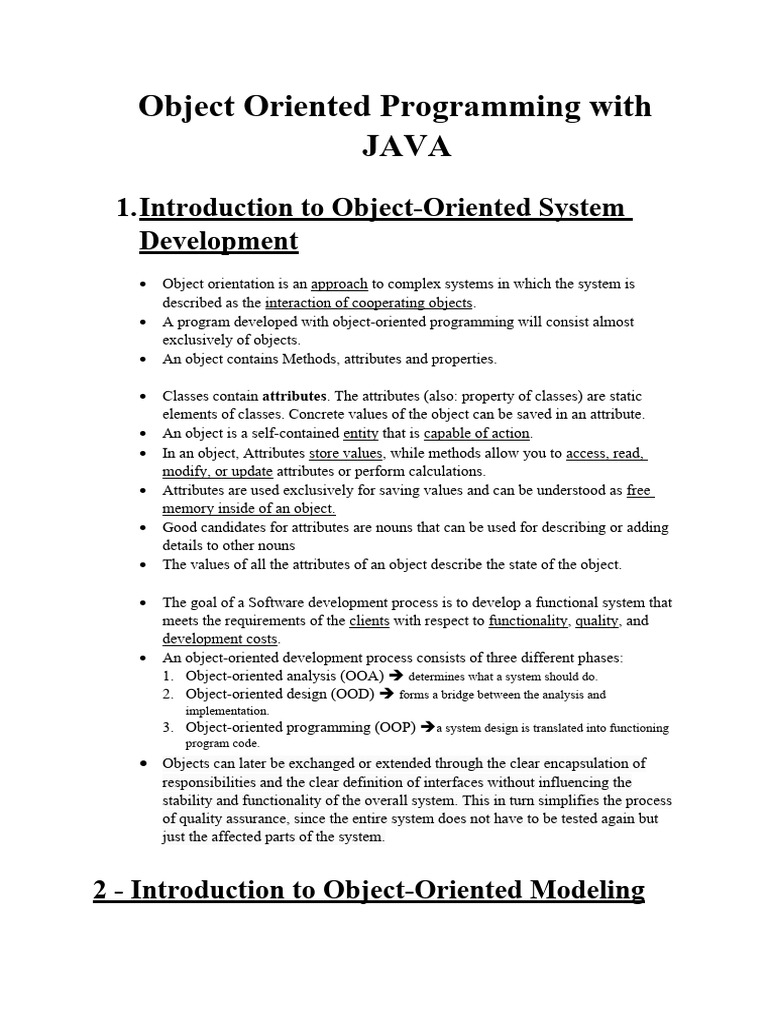Object Oriented Programming With Java Pdf Object Oriented Programming Method Computer