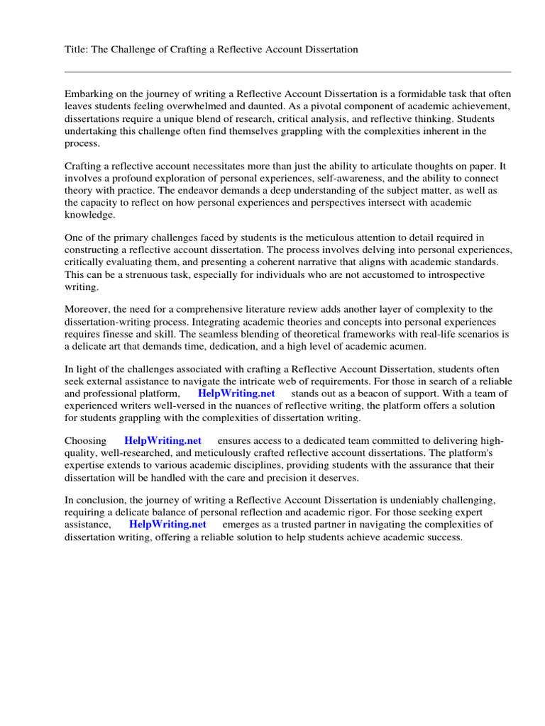 Reflective Account Dissertation | PDF | Memory | Experience