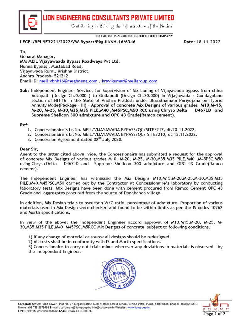 Lion Engineering Consultants Private Limited: ISO 9001:2015 & 27001:2013 CERTIFIED COMPANY | PDF