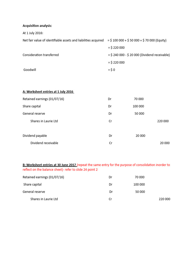 Week 11 Tutorial Solution AF210 | PDF | Goodwill (Accounting) | Equity ...