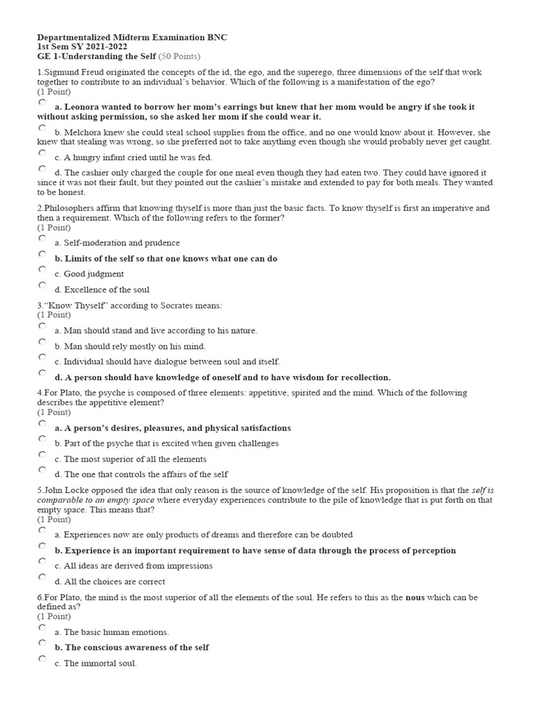 Midterm Exam With Answers UTS | PDF | Cognitive Science | Mental Processes