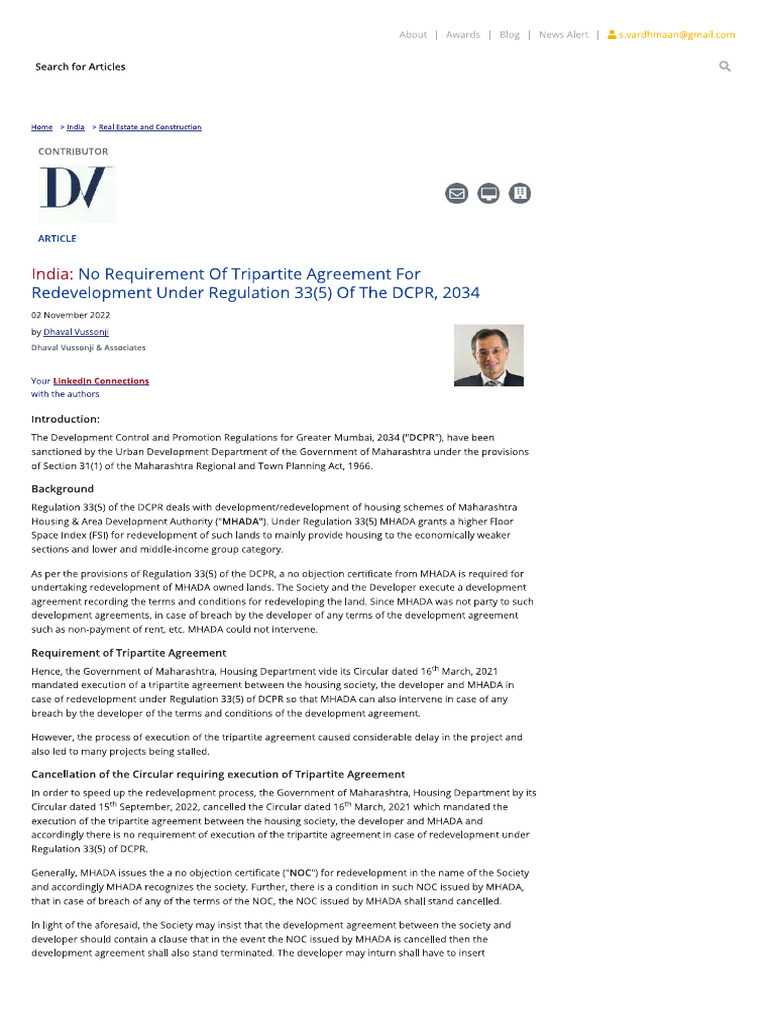 DCPR 2034 33 (5) - No Requirement of Tripartite Agreement | PDF