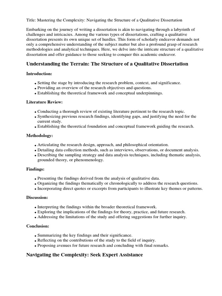 Structure of A Qualitative Dissertation | PDF | Qualitative Research ...