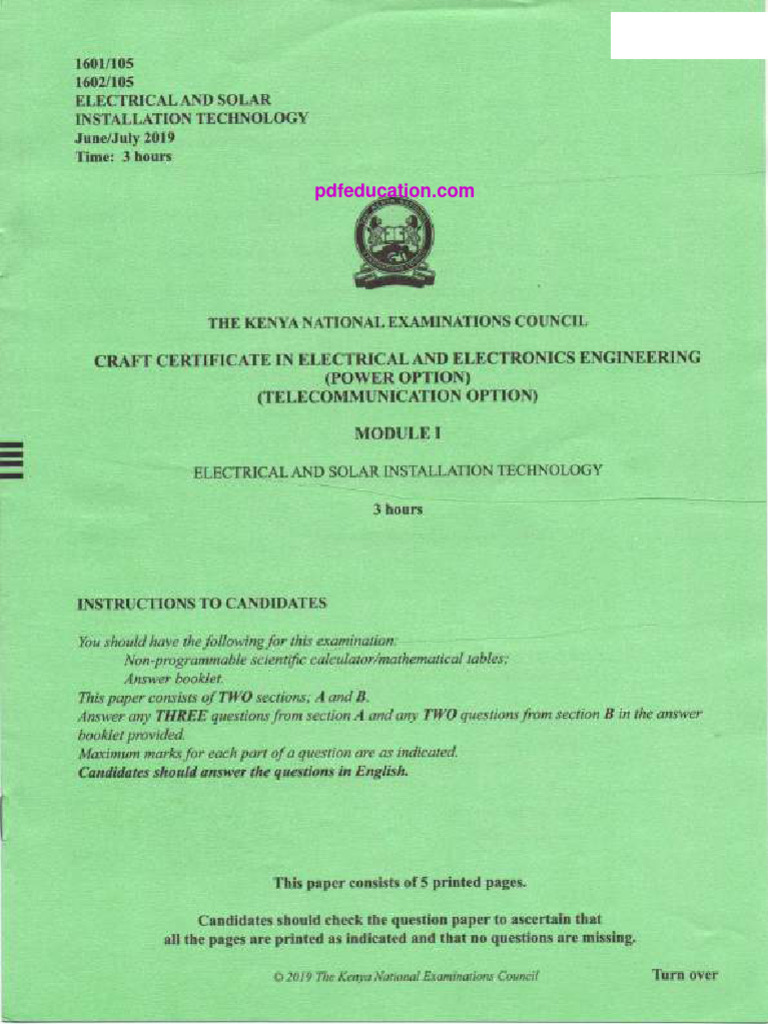 Electrical Installation Past Papers Guide | PDF