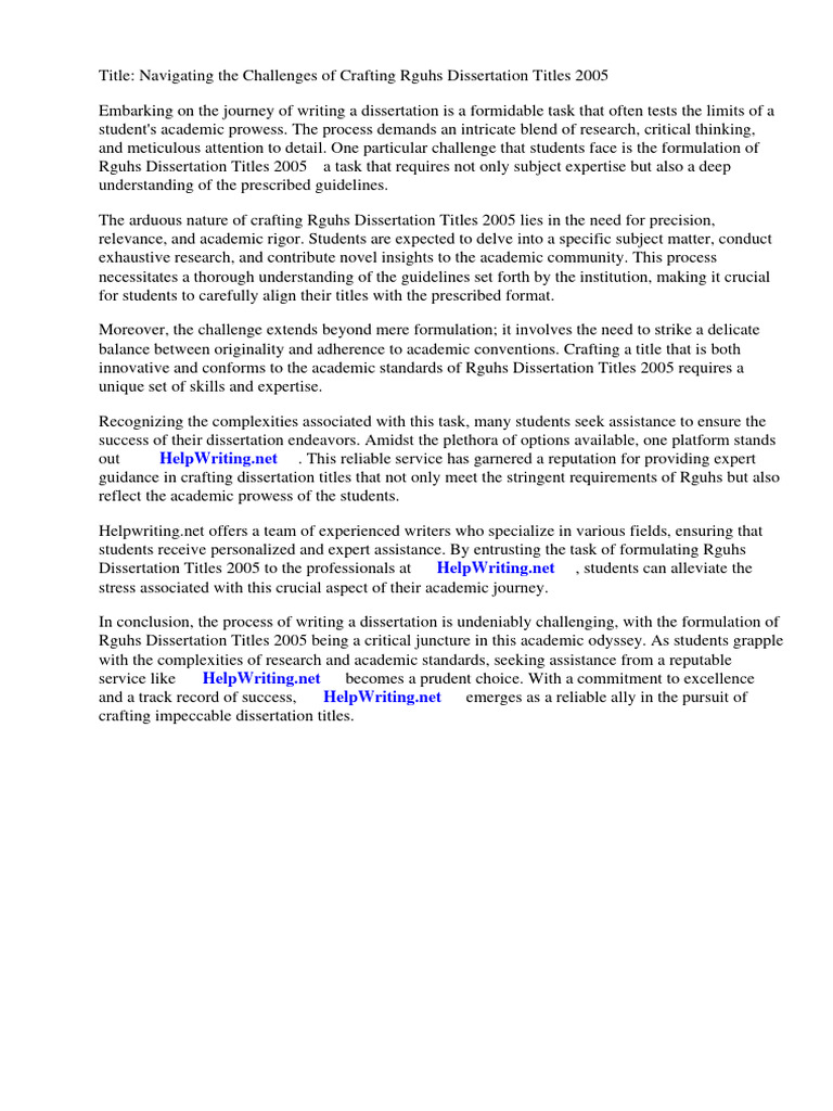 Rguhs Dissertation Titles 2005 | PDF | Thesis | Public Health