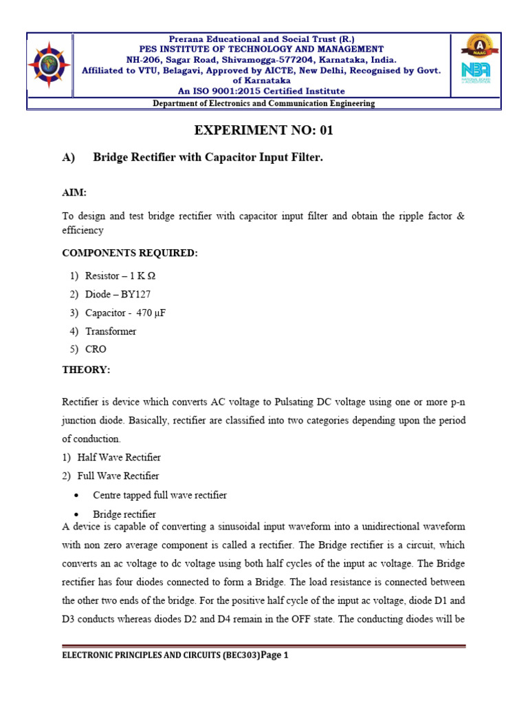 Electronics Lab Part 3-1 | PDF | Rectifier | Field Effect Transistor