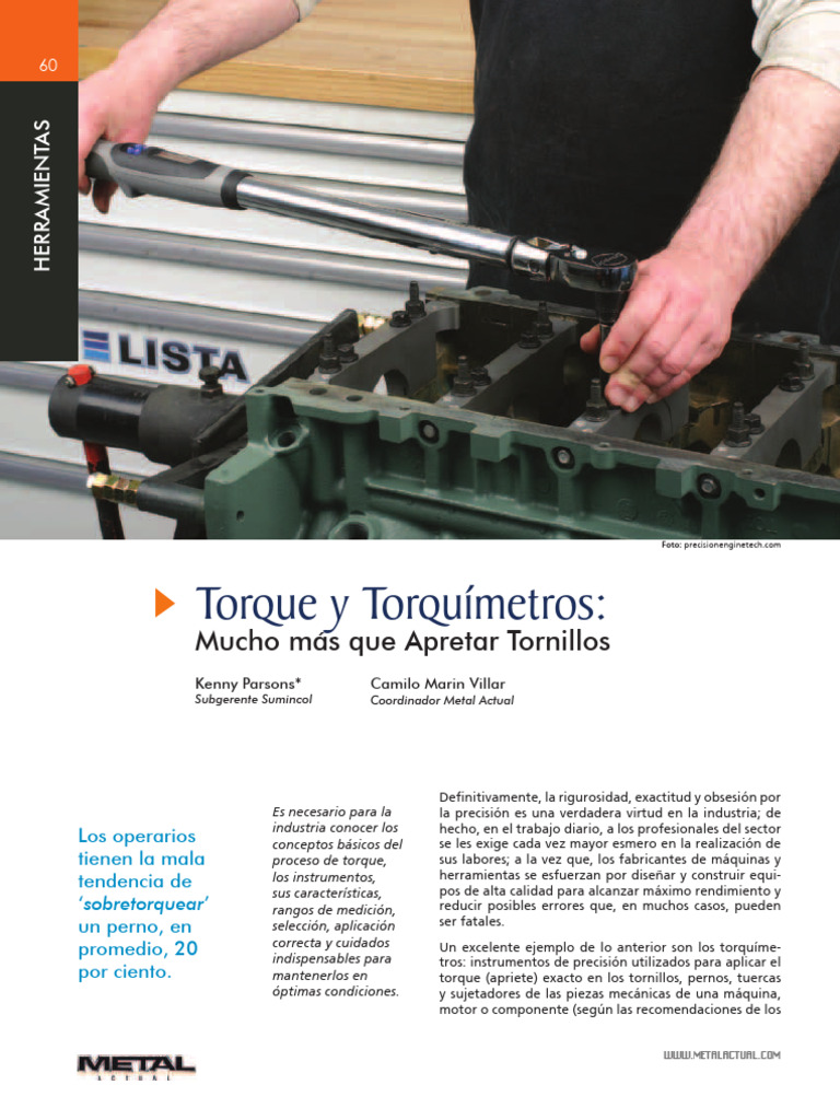 Torque y Torquimetros Mucho Mas Que Apre | PDF | Tornillo | Ingeniería ...
