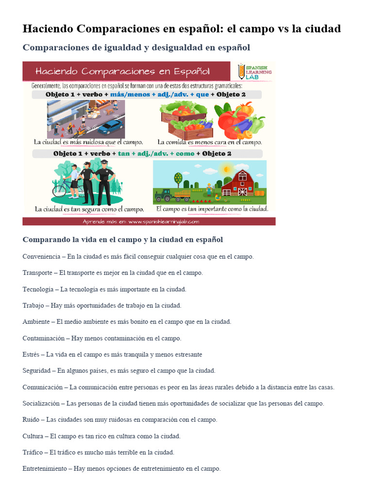 Haciendo Comparaciones En Español Pdf