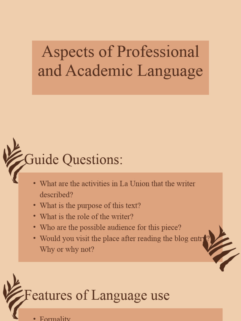 Aspects of Professional and Academic Language | PDF | Verb | Experiment