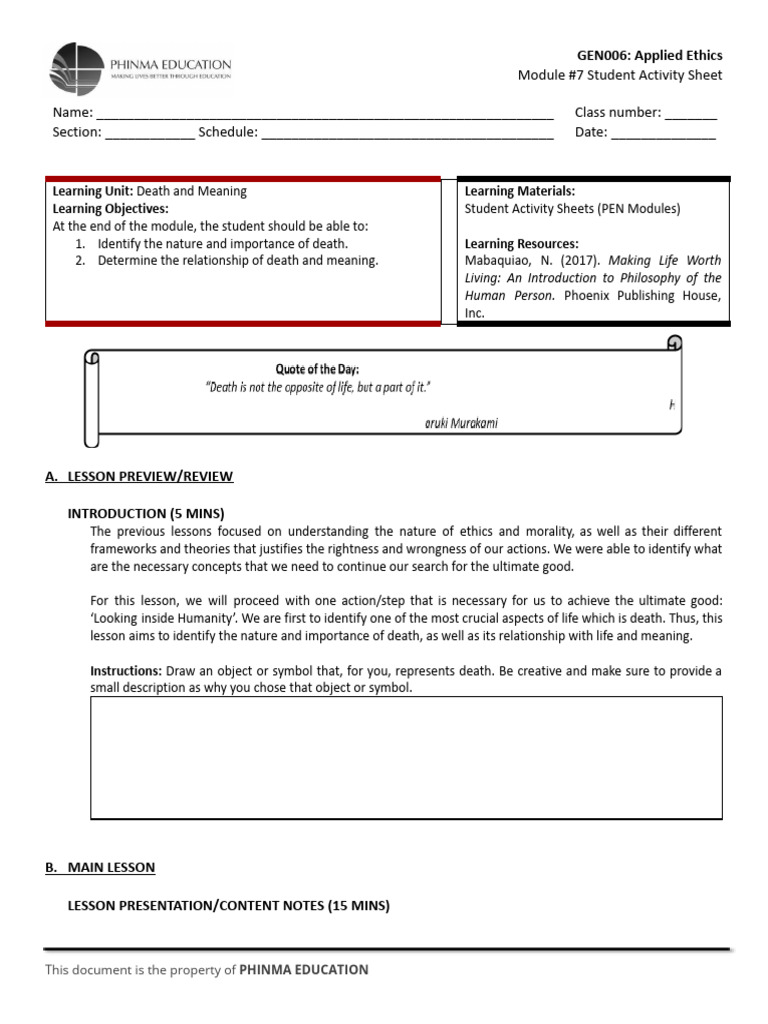 Sas7 - Death and Meaning | PDF | Learning