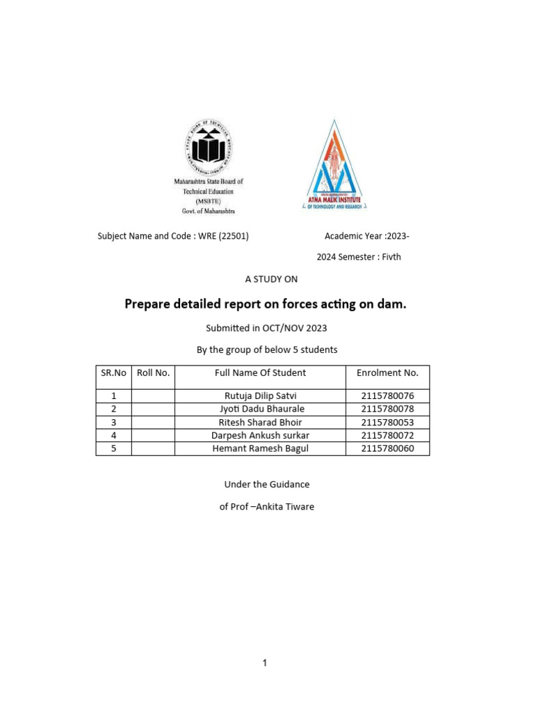WRE Project | PDF | Dam | Earthquakes