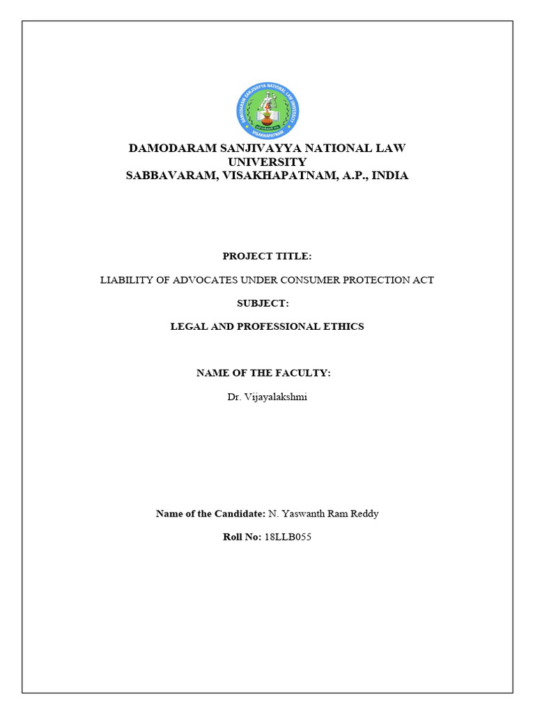 Legal And Professional Ethics Project Pdf Consumer Protection